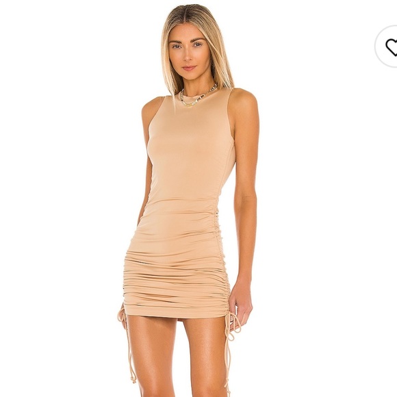 superdown | Dresses | Superdown Cory Ruched Side Dress Nude Mini Dress ...